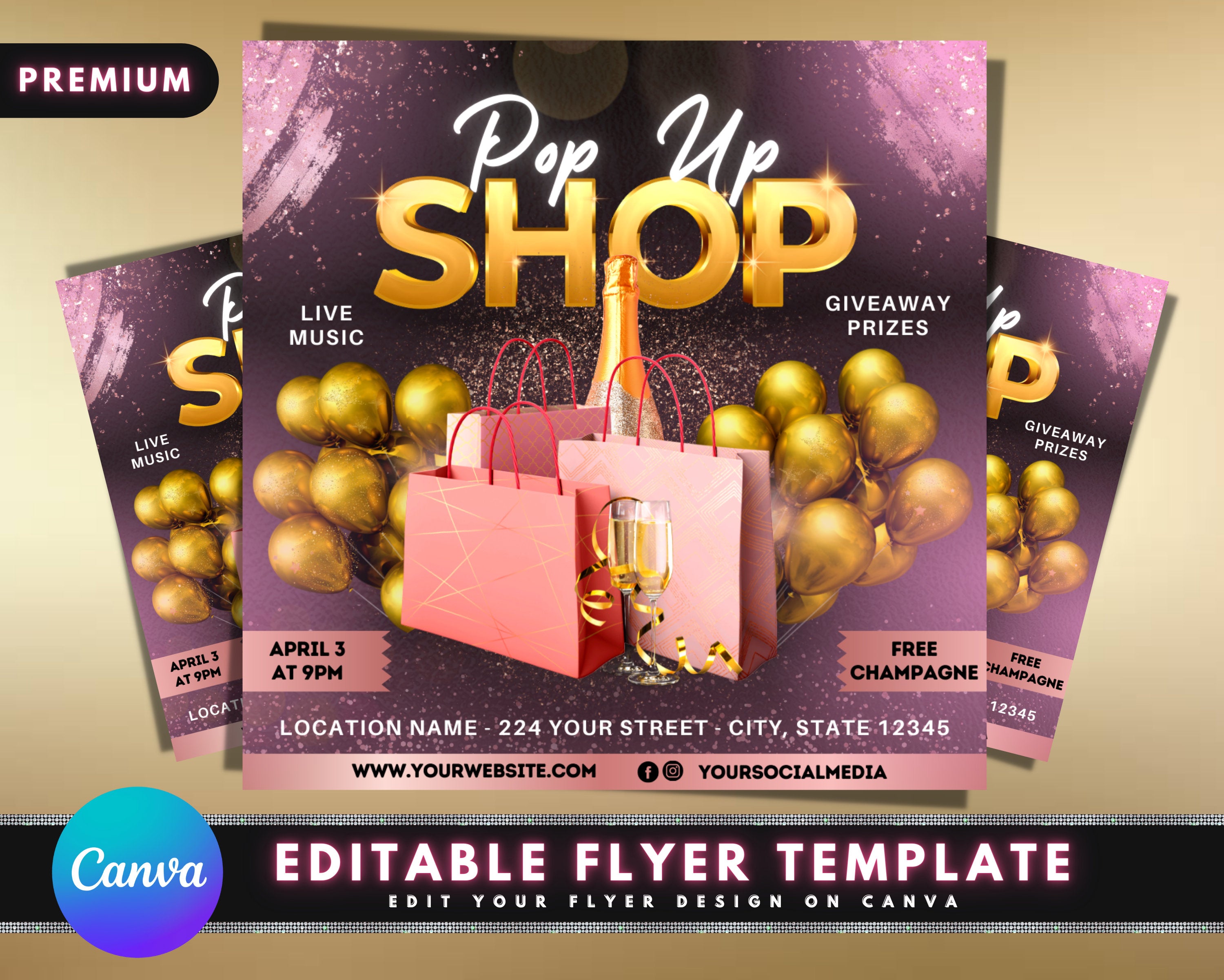 Pop Up Shop Flyer, DIY Flyer Template Design, Shop Now Flyer, Sip and ...