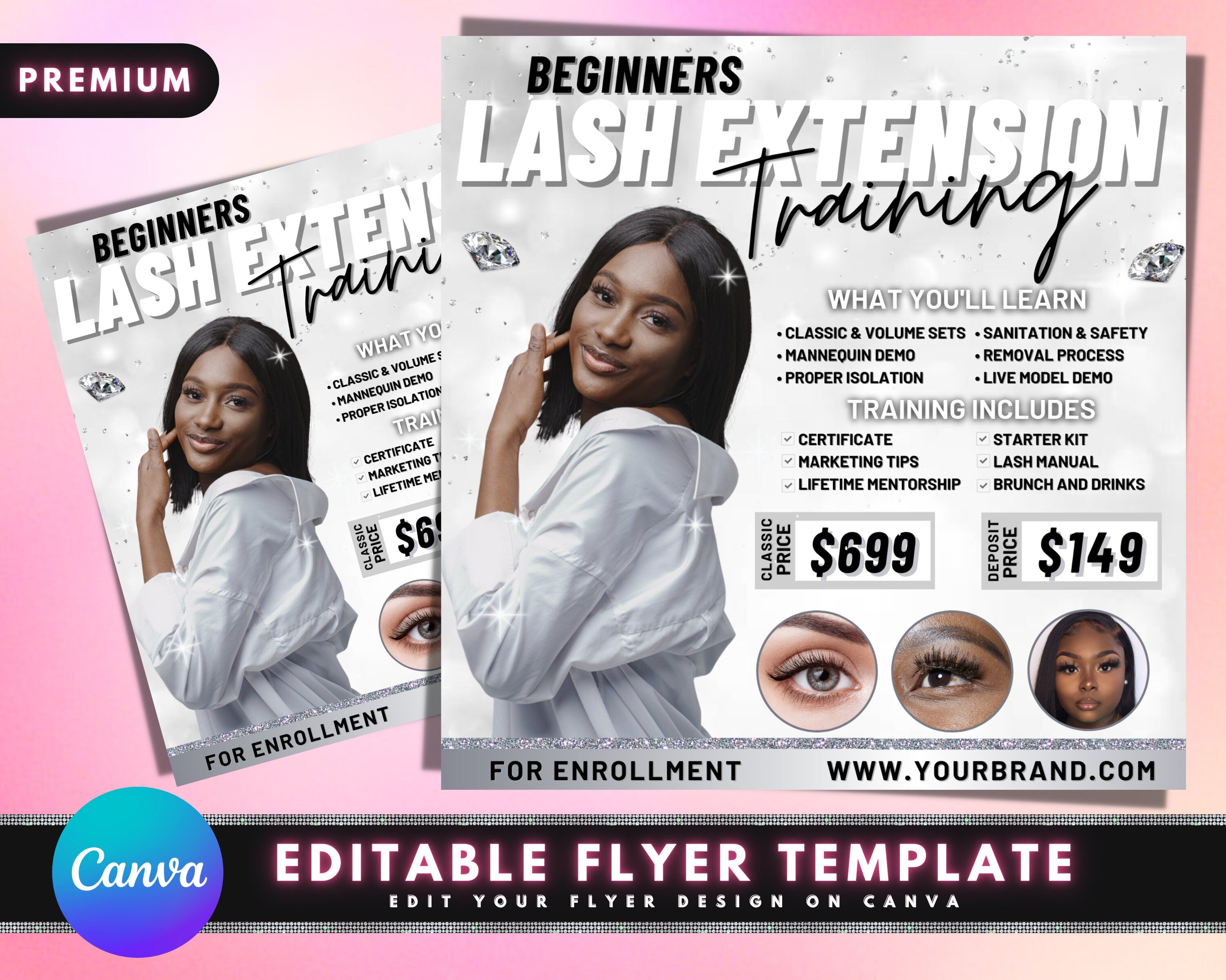 Lash Extension Training Flyer, DIY Flyer Template Design, Eyelashes Co ...