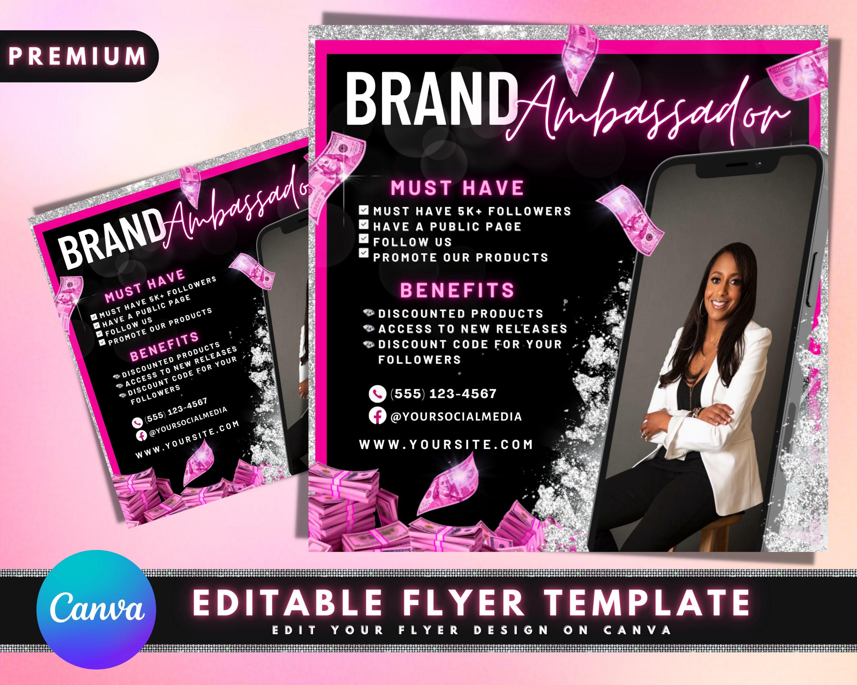 Brand Ambassador Flyer, DIY Flyer Template Design, Influencer Flyer, S ...