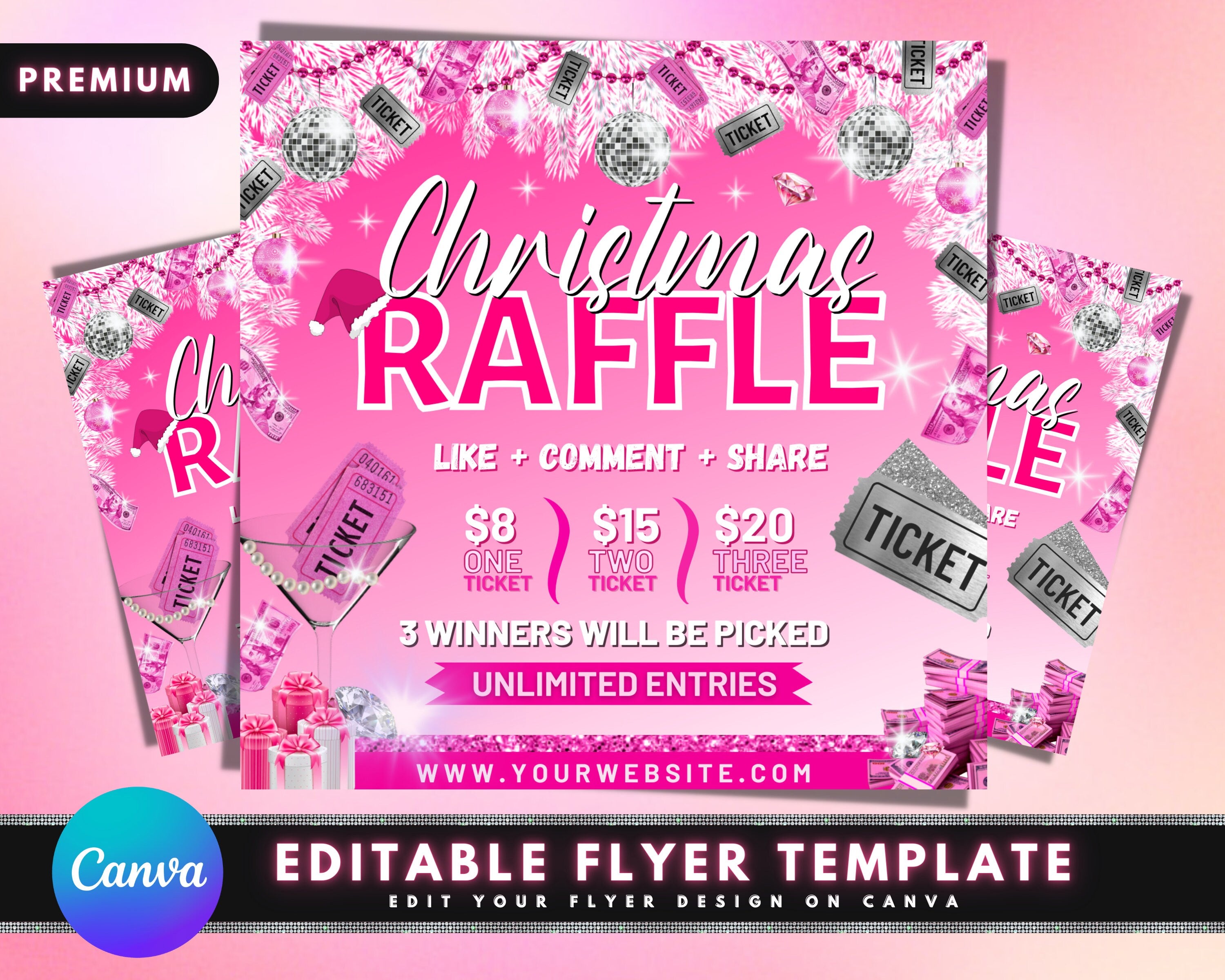 Christmas Raffle Flyer, DIY Flyer Template Design, Giveaway Flyer, Hai ...