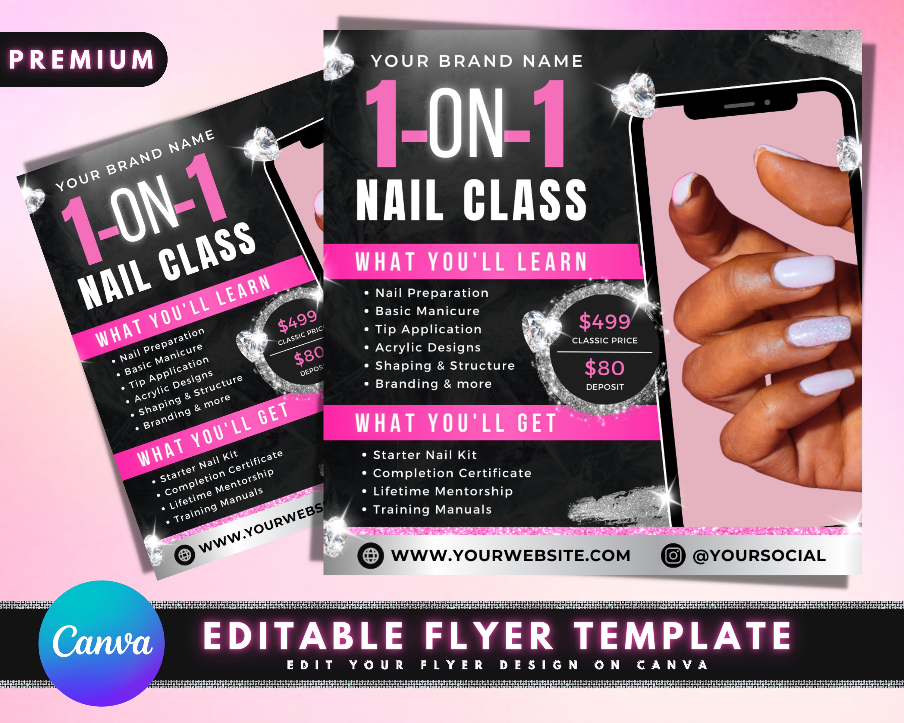 Nail Class Flyer, DIY Flyer Template Design, Nail Training Flyer, Nail ...