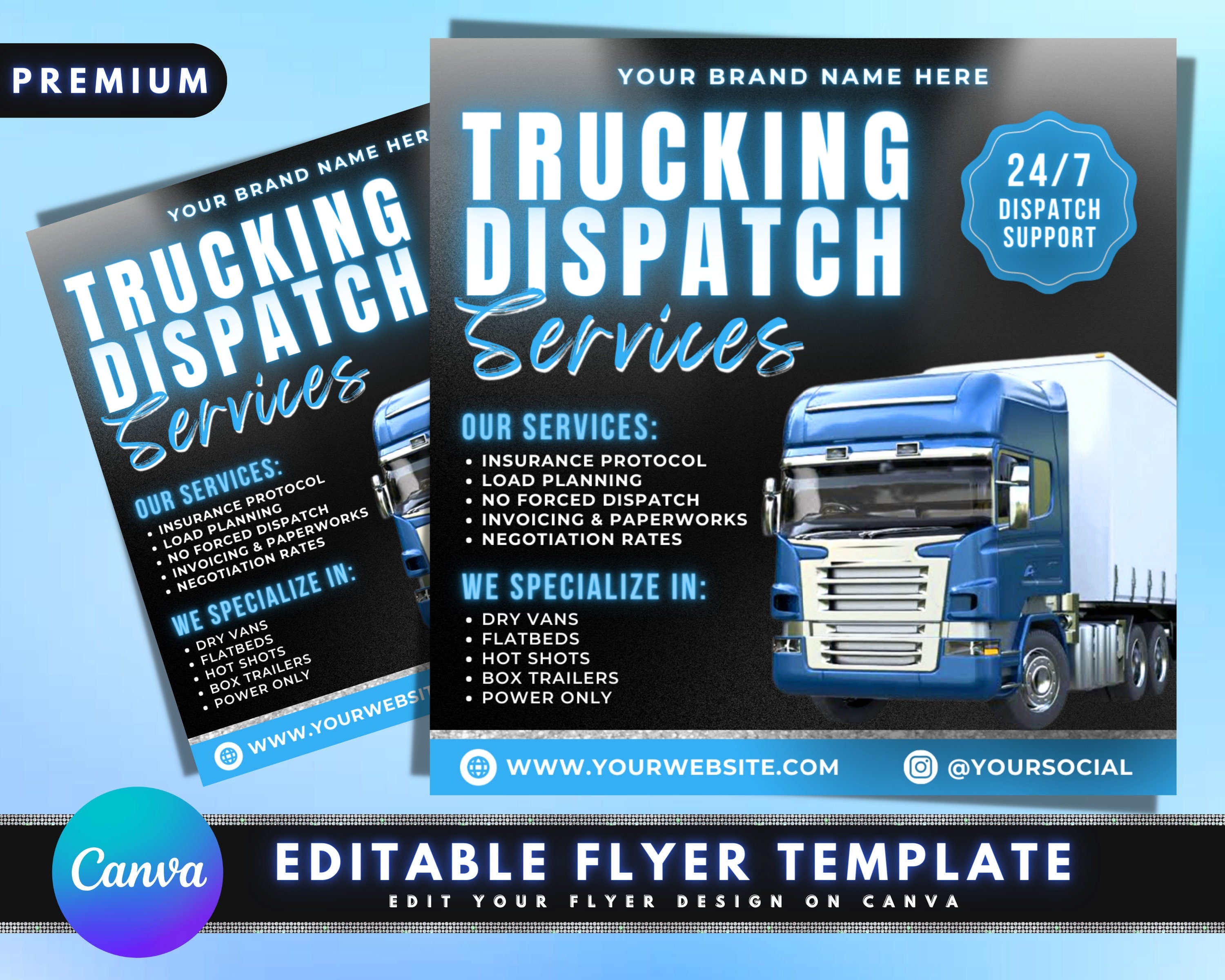 Truck Dispatch Flyer, DIY Flyer Template Design, Trucking Services Fly ...