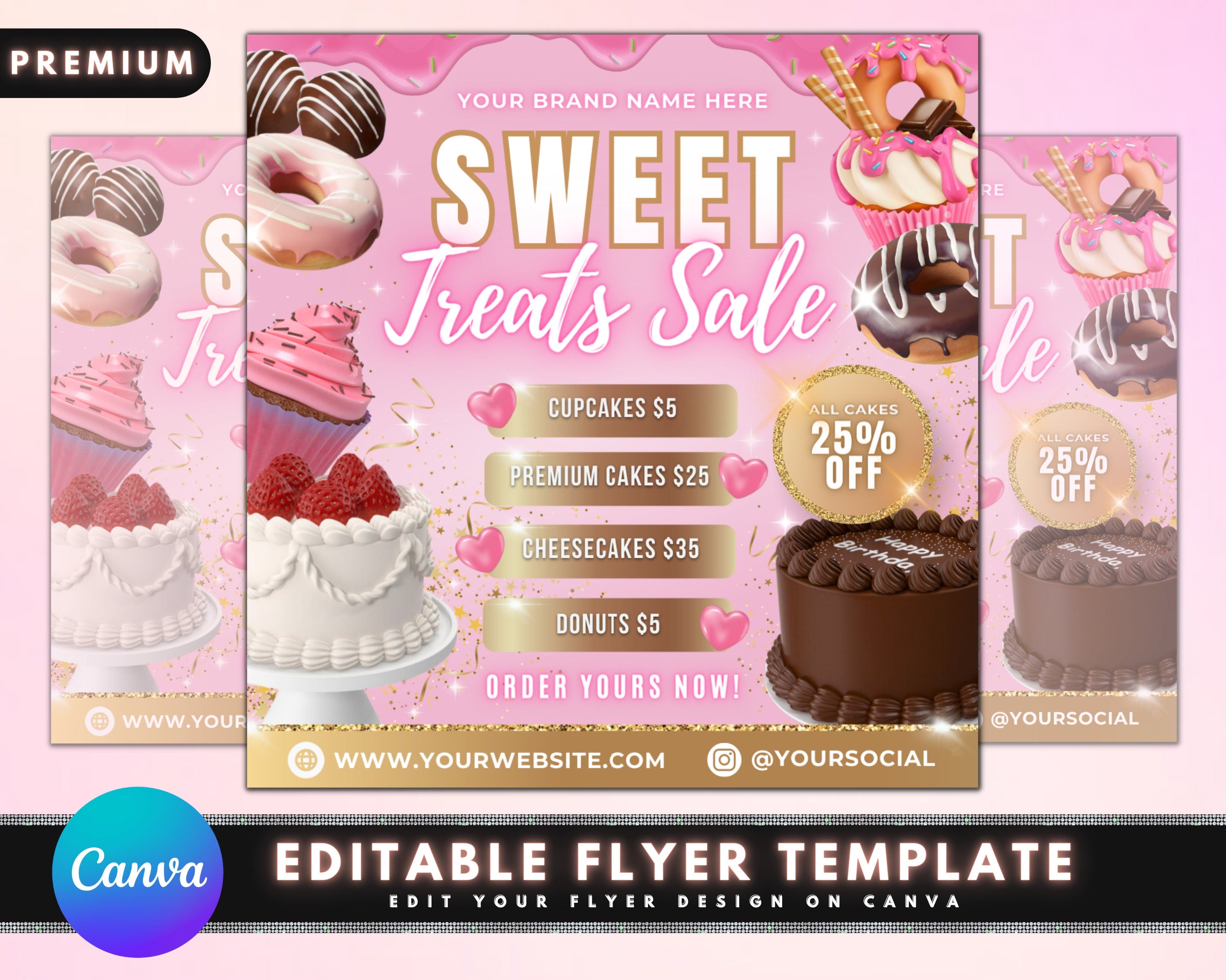 Baking Flyer, DIY Flyer Template Design, Tasty Pastry Flyer, Sweet Tre ...