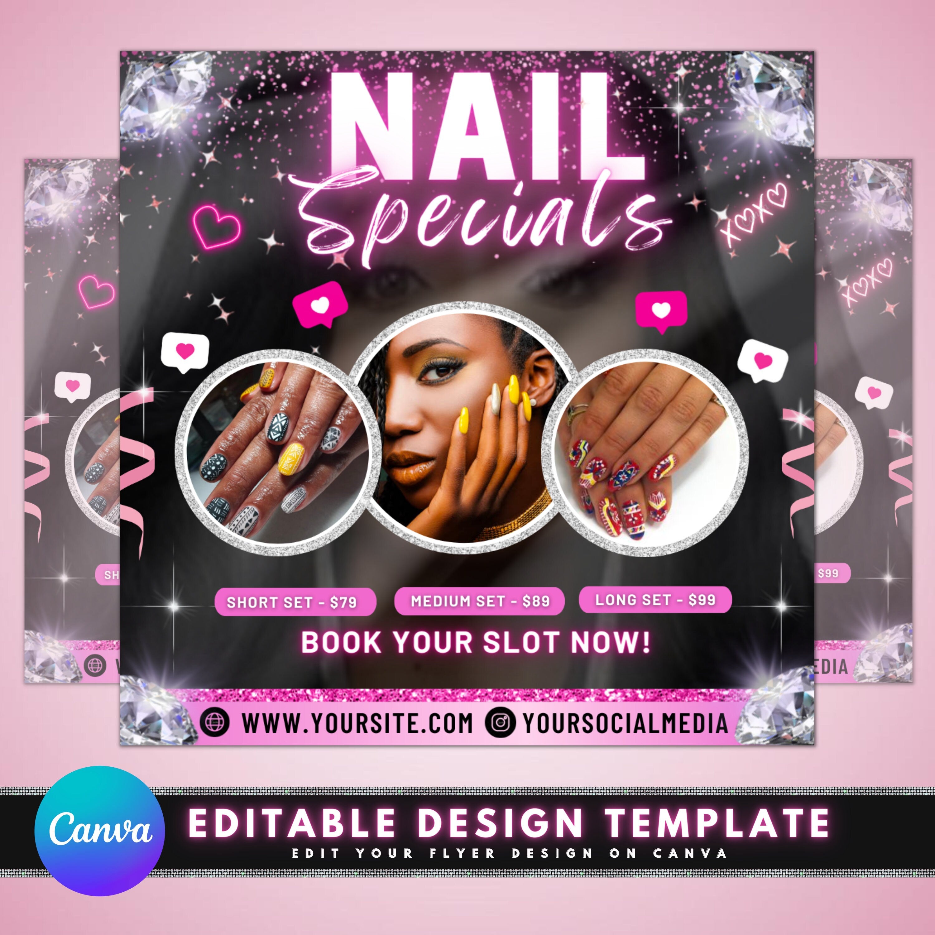 Nail Specials Flyer, DIY Flyer Template Design, Nail Bookings Flyer, B ...