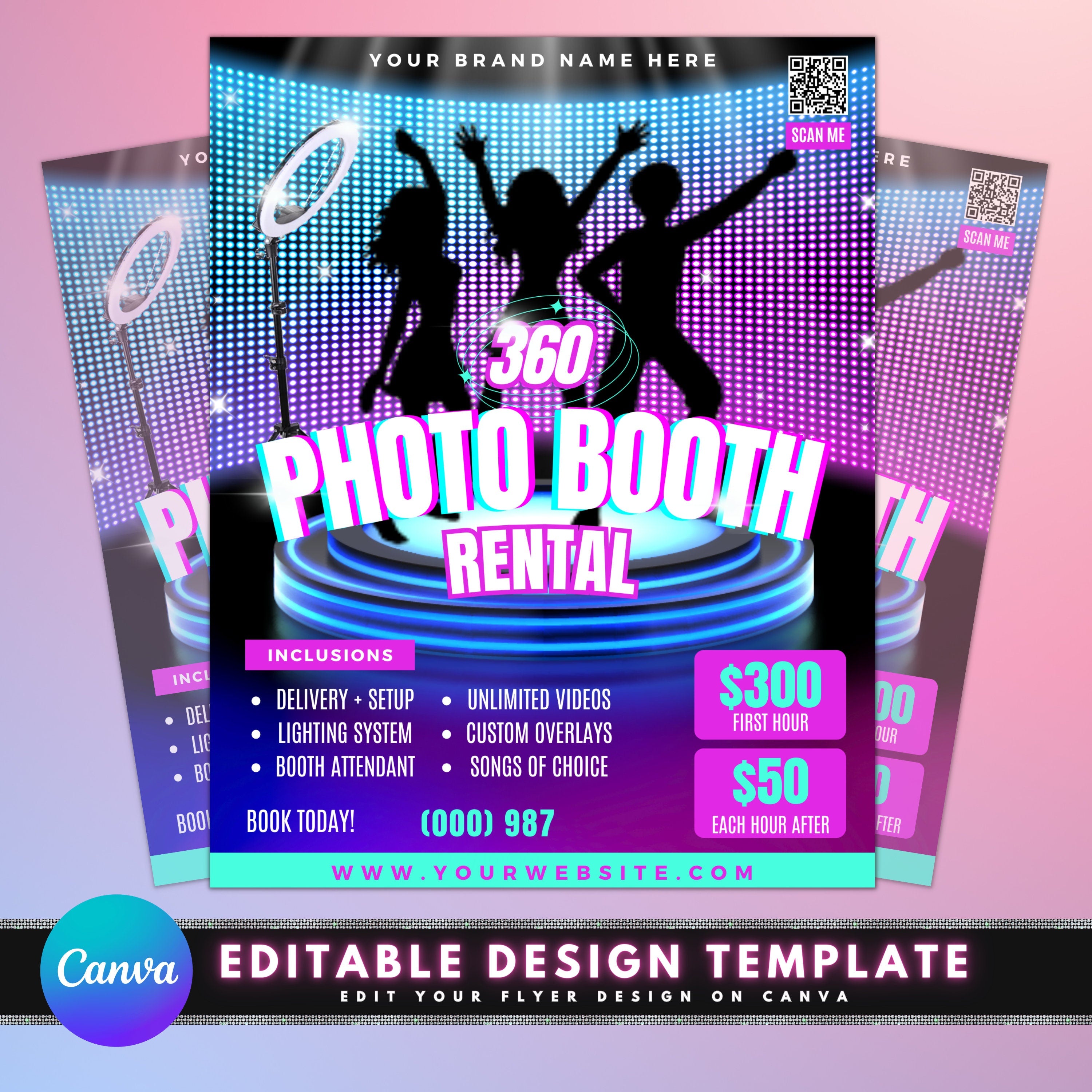 Photo Booth Rental Flyer, DIY Flyer Template Design, 360 Booth Booking ...