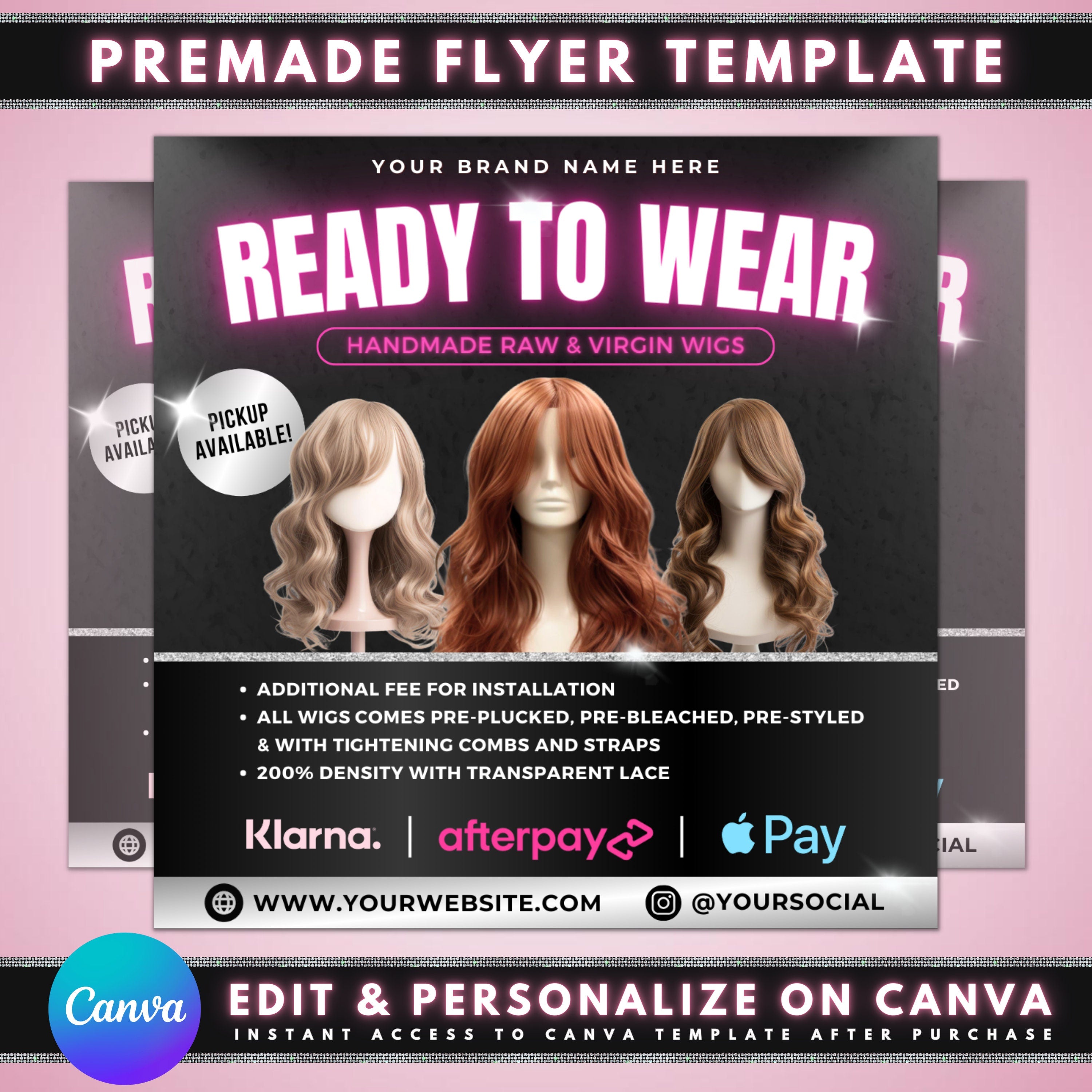 Ready To Wear Wigs Flyer, DIY Flyer Template Design, Wig Flyer, Hair S ...