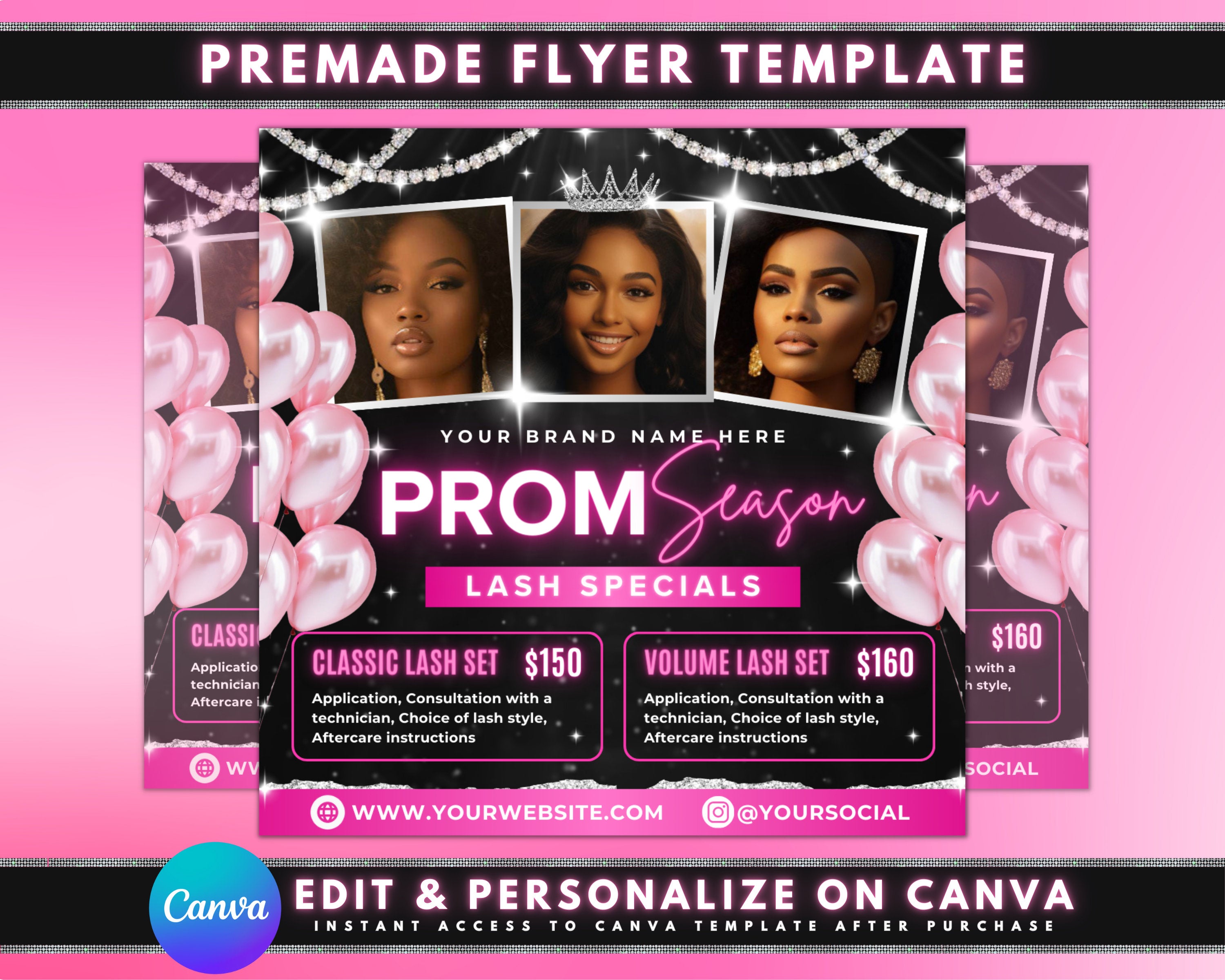 Prom Lash Deals Flyer, DIY Flyer Template Design, Prom Lashes Promo Fl ...