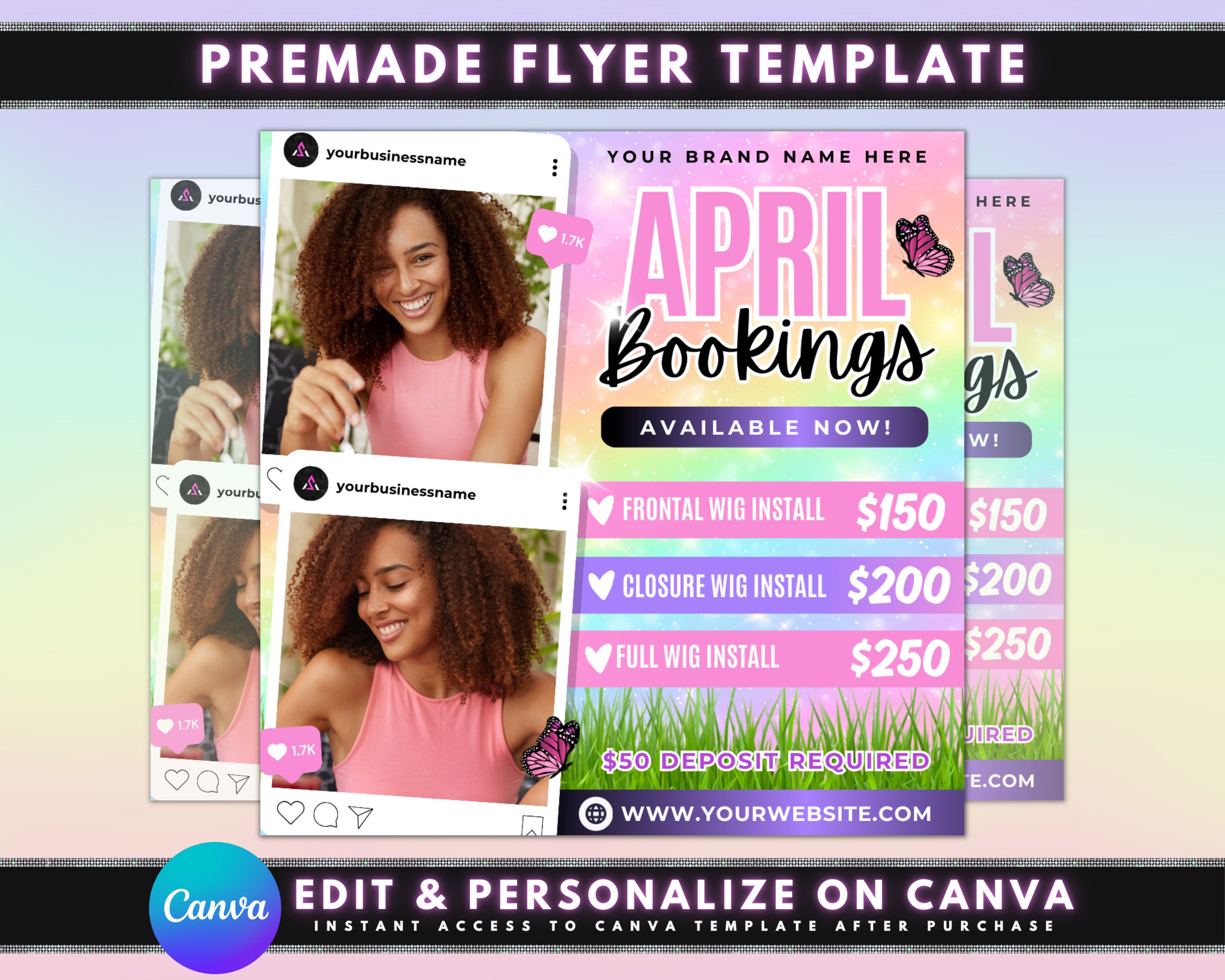 April Bookings Flyer, DIY Flyer Template Design, Spring Flyer, April A ...