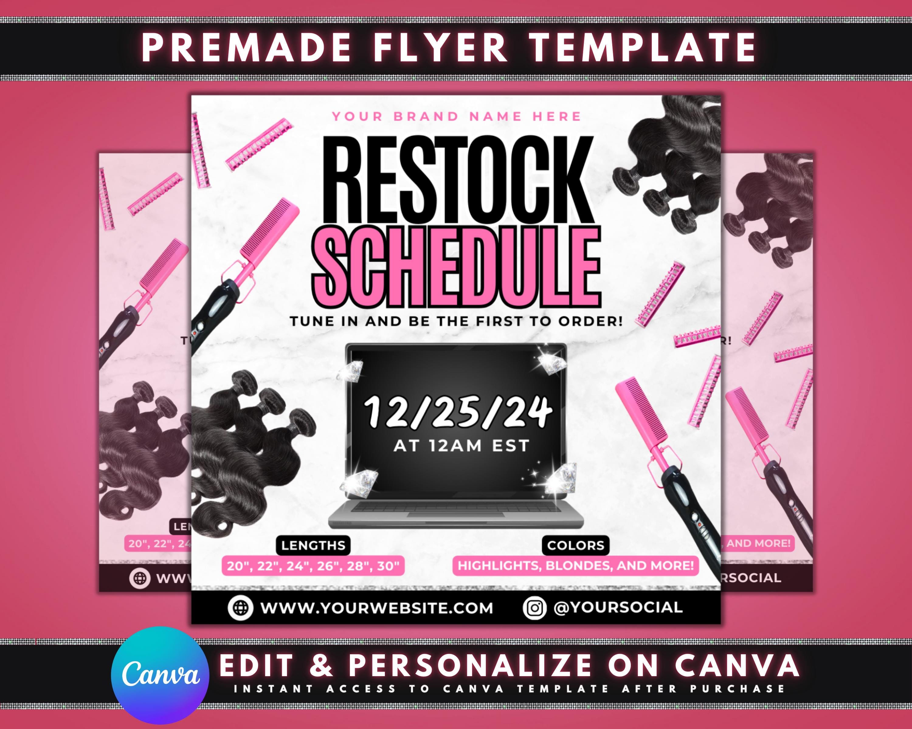 Restock Schedule Flyer, DIY Flyer Template Design, New Collection Flye ...